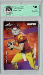 sam darnold 2018 leaf hype! #4 purple sp, just 10 made rookie card pgi 10