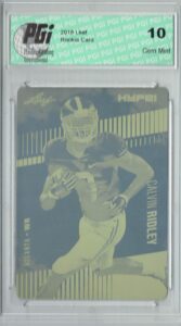 calvin ridley 2018 leaf hype! #8 rare yellow plate 1 of 1 rookie card pgi 10