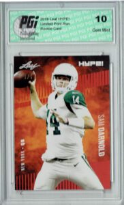 sam darnold 2018 leaf hype! #4a red blank back 1 of 1 rookie card pgi 10