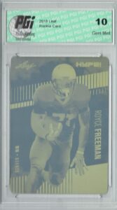 royce freeman 2018 leaf hype! #13 rare yellow plate 1 of 1 rookie card pgi 10