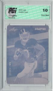 calvin ridley 2018 leaf hype! #8 rare cyan plate 1 of 1 rookie card pgi 10