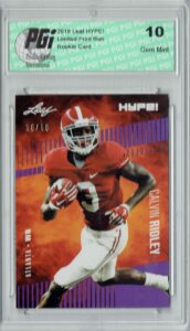 calvin ridley 2018 leaf hype! #8 purple sp, just 10 made rookie card pgi 10