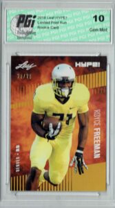 royce freeman 2018 leaf hype! #21 gold sp, only 25 made rookie card pgi 10