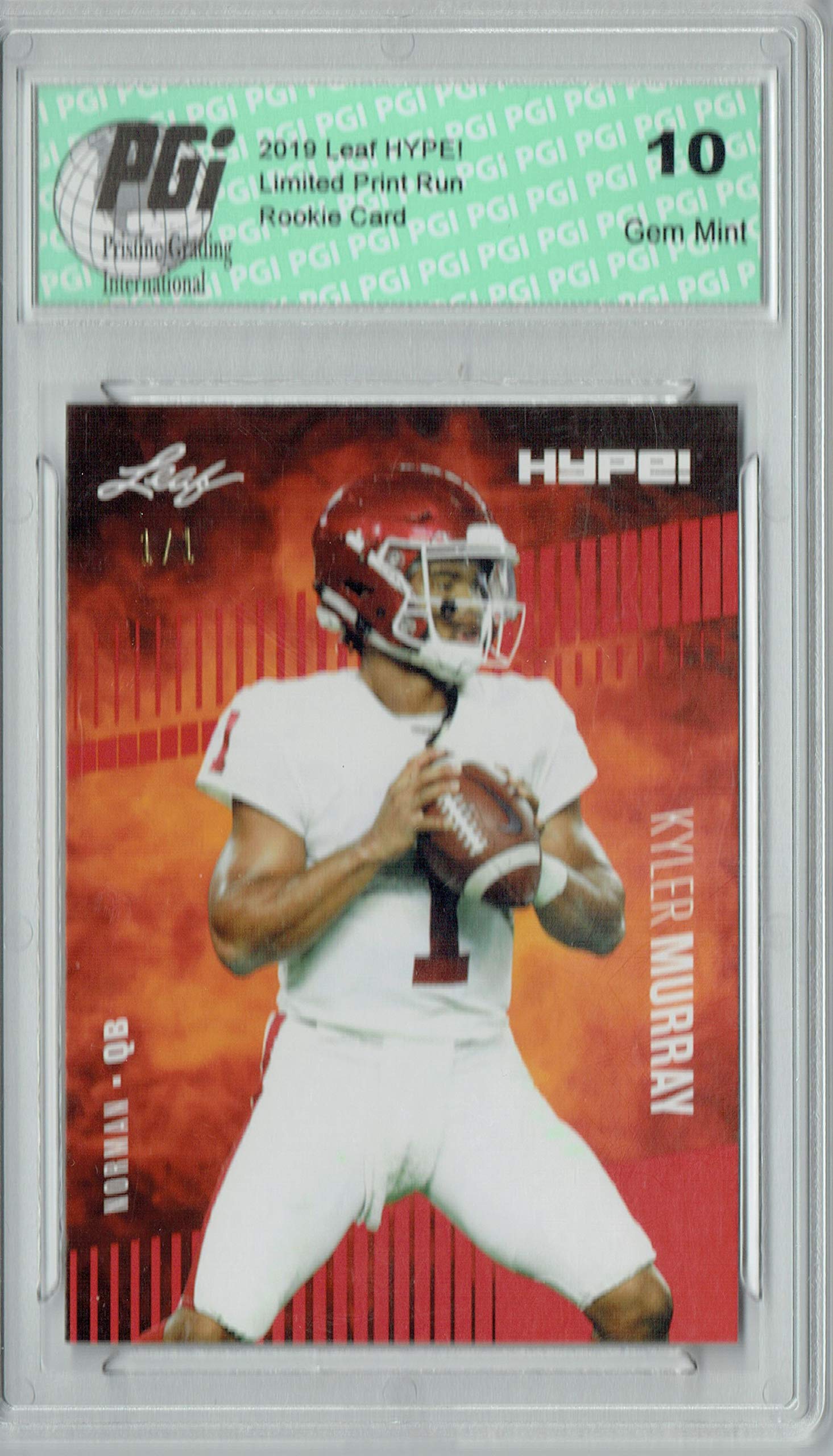 Kyler Murray 2019 Leaf HYPE! #22A Red Blank Back 1 of 1 Rookie Card PGI 10