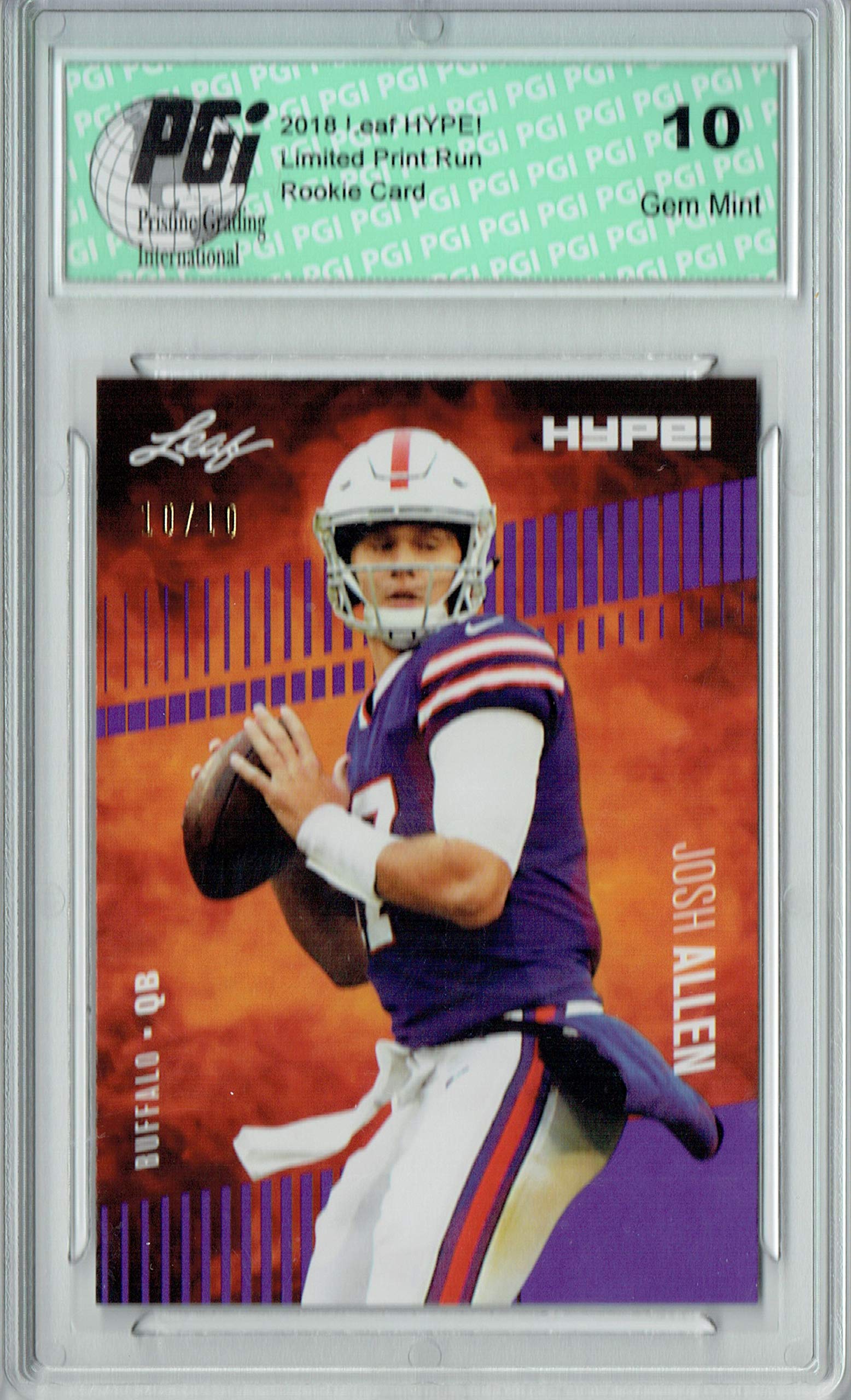 Josh Allen 2018 Leaf HYPE! #5A Purple SP, Just 10 Made Rookie Card PGI 10