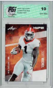 sony michel 2018 leaf hype! #7 white blank back 1 of 1 rookie card pgi 10