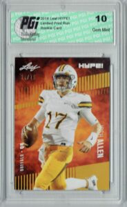 josh allen 2018 leaf hype! #5 gold sp, only 25 made rookie card pgi 10