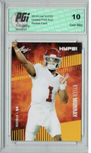 kyler murray 2019 leaf hype! #22 jersey #1 of 25 rookie card pgi 10