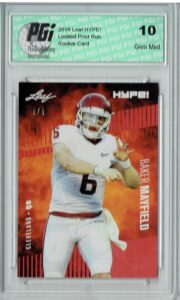 baker mayfield 2018 leaf hype! #3 red sp, limited to 5 made rookie card pgi 10