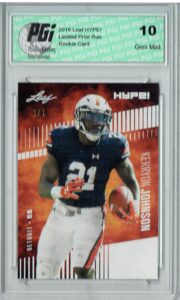 kerryon johnson 2018 leaf hype! #14 white blank back 1 of 1 rookie card pgi 10