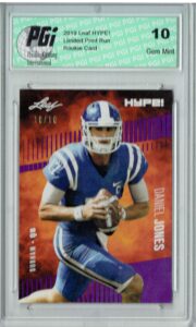 daniel jones 2019 leaf hype! #18 purple sp, just 10 made rookie card pgi 10