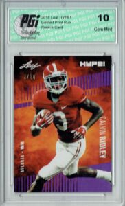 calvin ridley 2018 leaf hype! #8 jersey #3 of 10 rookie card pgi 10