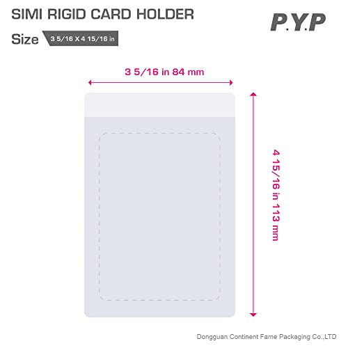 200ct Semi Rigid Card Holders - Card Sleeves for Trading Card with 1/2" Lip Sleeves Fit Standard Grading Cards Baseball Cards for Graded Card Submittions