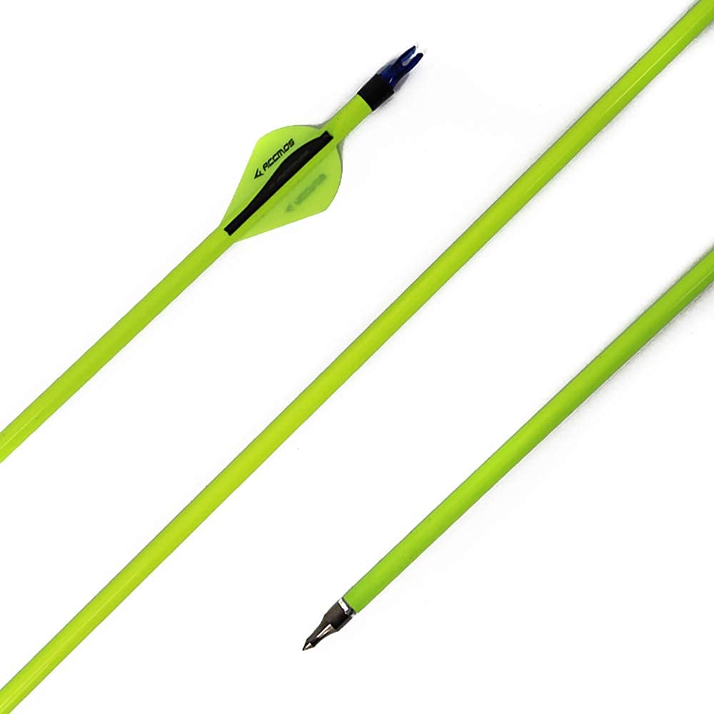 ACCMOS 24 Inch Arrow 500 Spine Arrow Target Practice Arrow Hunting Arrow Carbon Arrows Compound Bow Recurve Bow Adult Youth Archery Indoor Outdoor Shooting Field Tip 12pc Yellow