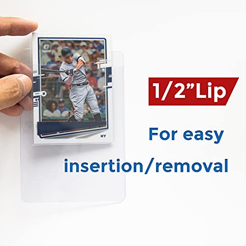 200ct Semi Rigid Card Holders - Card Sleeves for Trading Card with 1/2" Lip Sleeves Fit Standard Grading Cards Baseball Cards for Graded Card Submittions