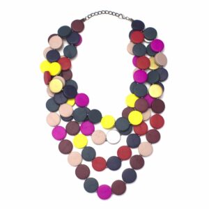 barode statement layered necklace multicolor wood bead chunky beaded bib necklaces with earings long multi strand african necklace costume jewelry for women (style 2)