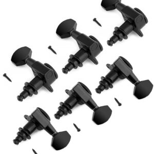 Bogart Locking Guitar String Tuning Pegs Sealed Machine Heads Tuners Tuning Keys 3 Left 3 Right for Electric Guitar or Acoustic Guitar Black., TP 21-BK-3L 3R-1