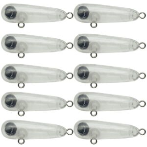 10pcs unpainted lure blanks 2.09g 3.4cm crankbait simulation blank body clear hard baits trout salmon minnow lure popper lures topwater freshwater 8427