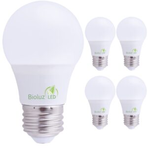 bioluz led light bulbs a15 cool white 4000k dimmable a15 60 watt led light bulbs (uses 8 watts) 4 pack