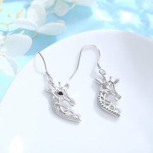 Giraffe Earrings 925 Sterling Silver Celtic Giraffe Dangle Drop Earrings Jewelry Gifts for Women Girls Girlfriend Birthday