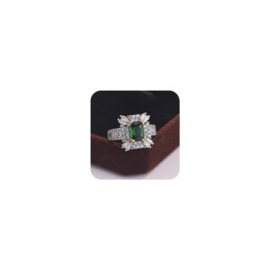 gixaxak created gemstone statement ring 18k white gold plating square gem green emerald greentopaz sapphire cut cubic zirconia wedding bands for women 8