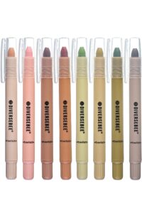 diversebee highlighters and pens no bleed, 8 pack assorted gel colors for bible journaling, school supplies, cute bible study markers and accessories (earthy)