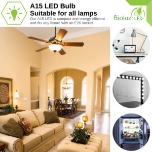 Bioluz LED Light Bulbs A15 Cool White 4000K Dimmable A15 60 Watt LED Light Bulbs (Uses 8 Watts) 4 Pack