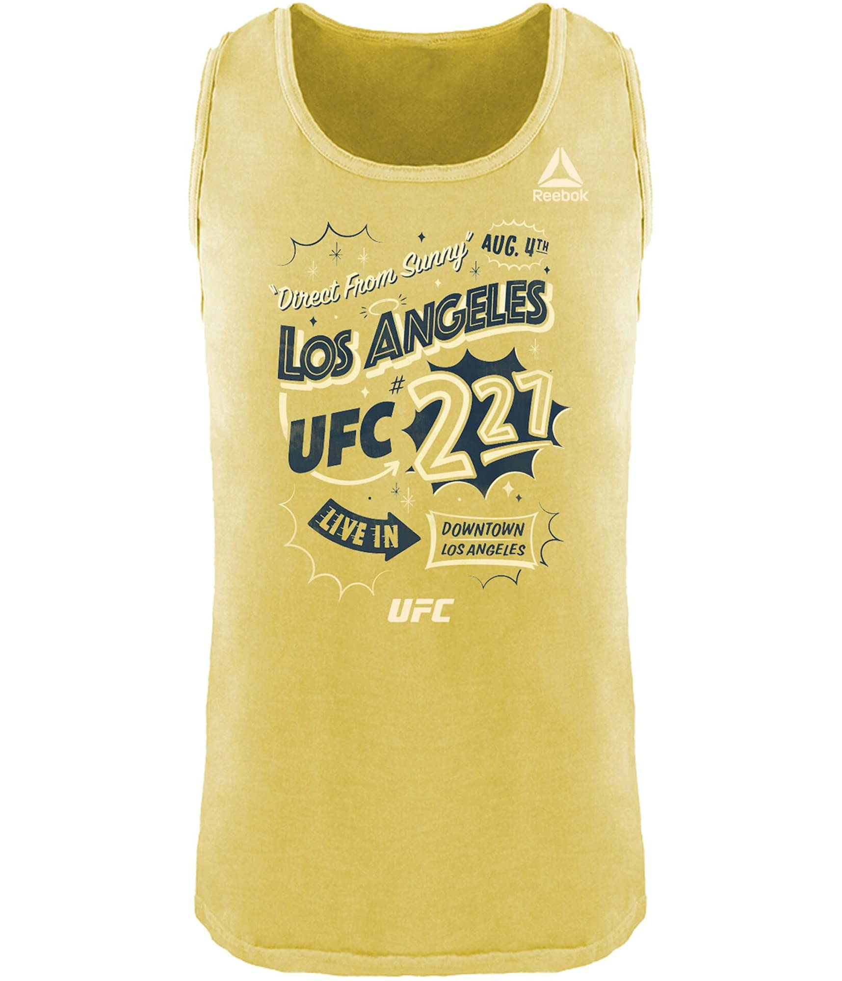 Reebok Mens Live in Downtown Los Angeles Tank Top, Yellow, X-Large