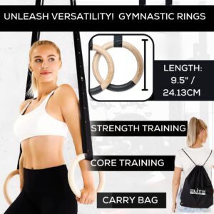 ELITE ATHLETICS Wood Gymnastic Rings Set (32mm Diameter)