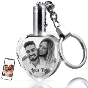 amlion crystal keychain photo lighted custom crystal etched keychain, personalized crystal keychain 3d laser engraved gifts