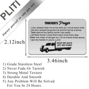 PLITI Truckers Prayer Gifts Trucker Engraved Wallet Insert Keep Me Safe Get Me Home Drive Safe Gifts For Trucker Daddy Trucker Boyfriend Husband Semi Driver Religious Card