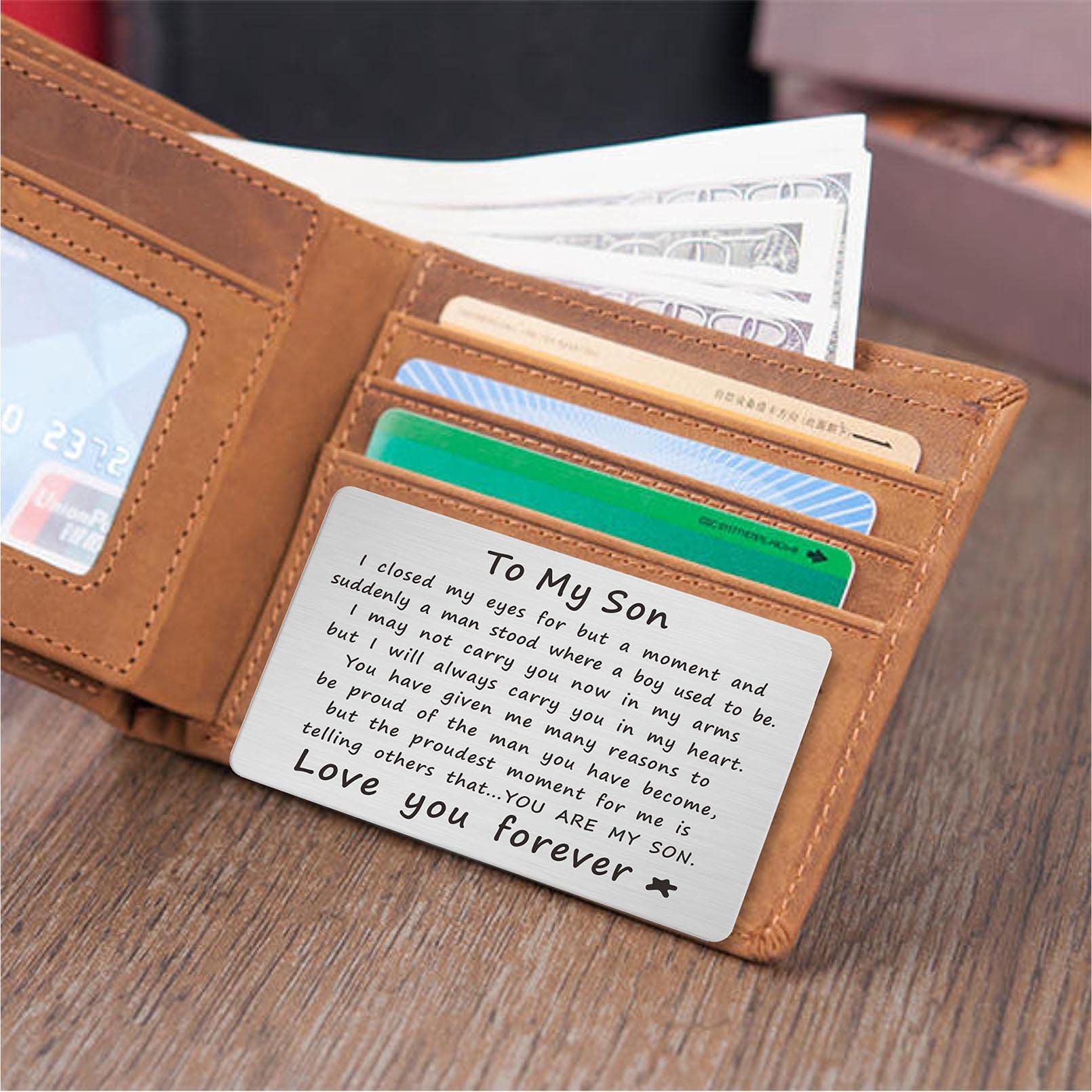 MXRSDF Son Gifts - Son Inspirational Engraved Wallet Card