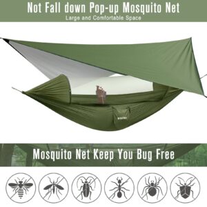 G4Free Large Camping Hammock with Mosquito Net and Rain Fly- 2 Person Portable Hammock with Bug Net and Tent Tarp, Hammock Tent for Outdoor Hiking Camping Backpacking Travel