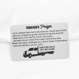 PLITI Truckers Prayer Gifts Trucker Engraved Wallet Insert Keep Me Safe Get Me Home Drive Safe Gifts For Trucker Daddy Trucker Boyfriend Husband Semi Driver Religious Card