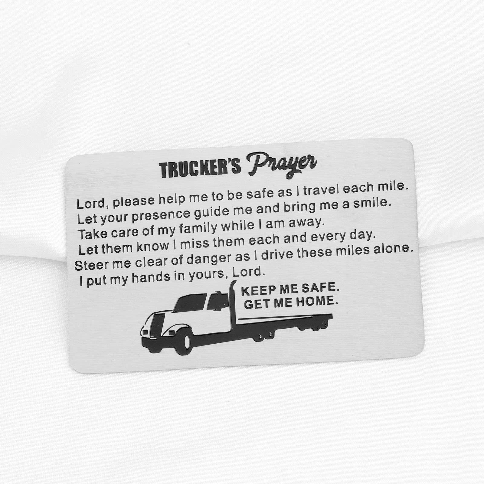 PLITI Truckers Prayer Gifts Trucker Engraved Wallet Insert Keep Me Safe Get Me Home Drive Safe Gifts For Trucker Daddy Trucker Boyfriend Husband Semi Driver Religious Card