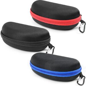 yogo vision sunglasses case 3 pack hard shell with clip portable travel zipper eyeglasses frame glasses case for men and women