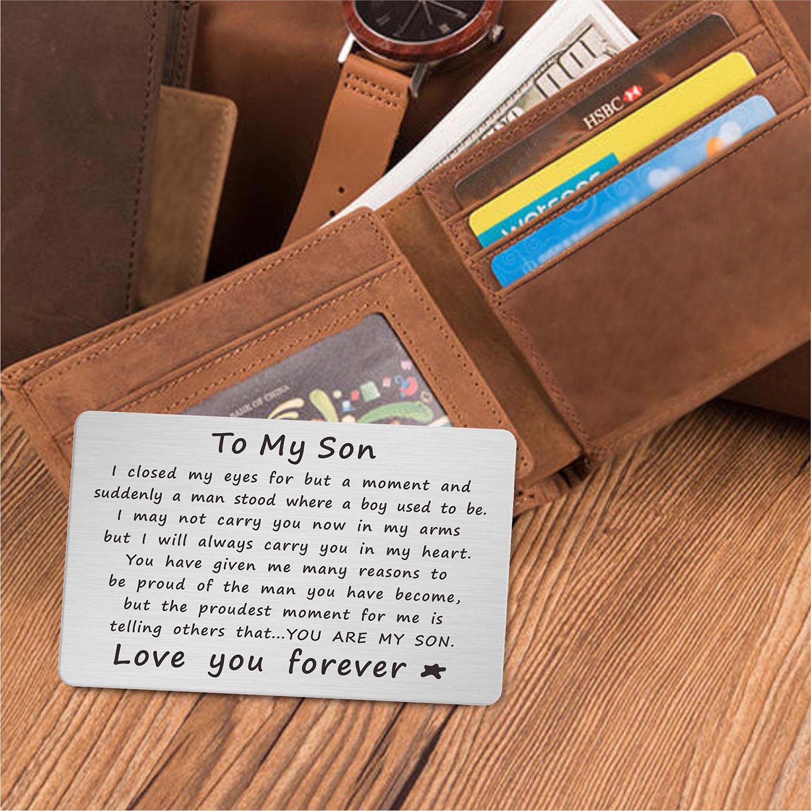 MXRSDF Son Gifts - Son Inspirational Engraved Wallet Card