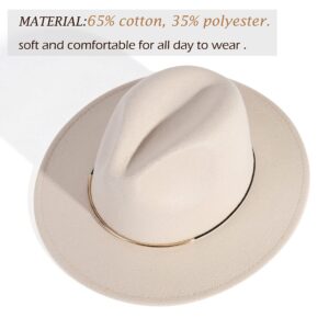 HUDANHUWEI Womens Fedora Hats with Belt Buckle Wide Brim Panama Fedora Cap A-Abeige