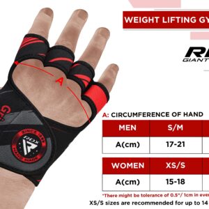 RDX Weight Lifting Gloves Grips, Workout Gym Fitness, Ventilated Anti-Slip Open Back Gripper, Deadlift Strength Training HIIT Exercise, Women Men Rowing Cycling Hanging Climbing Gymnastics Pull Ups