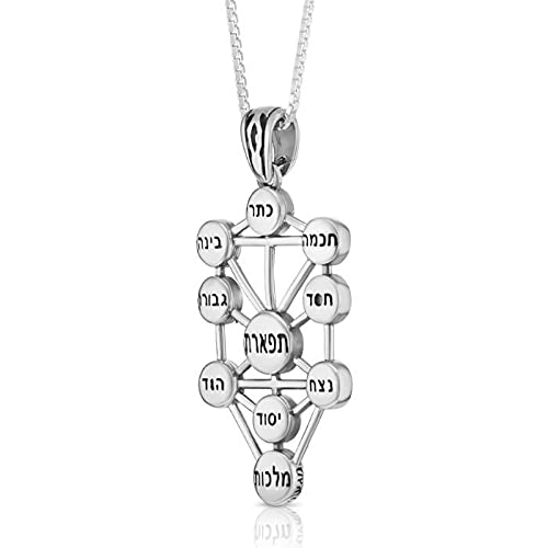 Kabbalah Tree of Life Pendant Ten Sefirot Silver 925 Amulet Consecrated Talisman Protection Necklace Kabala Pendant Made in Israel Hebrew Pendant Arbol De La Vida Collar