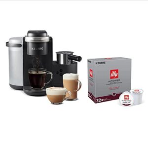 keurig k-café single serve & carafe coffee maker with illy coffee intenso dark roast coffee pods, 32 k-cup pods