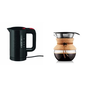 bodum bistro electric water kettle (17 ounce) and pour over coffee maker (17 ounce) bundle