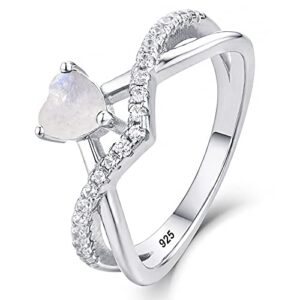 starchenie moonstone rings for women sterling silver heart birthstone of june anniversary promise wedding engegement ring with cubic zirconia