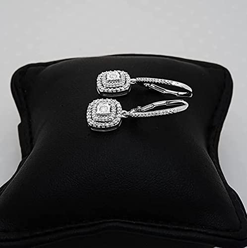 Timeless Love 1/4 CTTW Diamond Square Dangle Miracle Plate Earrings Set in Polished Sterling Silver, Dainty Jewelry, Women’s Fashion Earrings