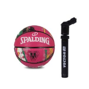 Spalding Marble Pink Women Basketball Ball Size 6 with Ball Inflating Air Pump