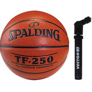 Spalding Basketball TF-250 Professional Basketball Spalding Basketball || Basketball with Pump || Basketball Combo || Basketball Size 6-7 Basketball for Men Full Size (7+Pump)