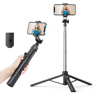 k&f concept 61'' bluetooth selfie stick tripod, extendable selfie stick with wireless remote & mini tripod stand, stainless steel 360° rotation phone holder for iphone samsung android