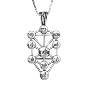 kabbalah tree of life pendant ten sefirot silver 925 amulet consecrated talisman protection necklace kabala pendant made in israel hebrew pendant arbol de la vida collar