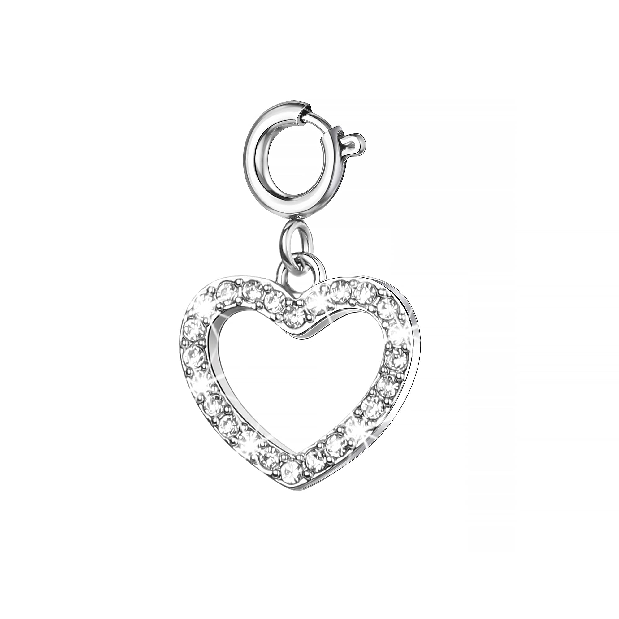 Secbolt Charms for Women's Bracelets, Heart/Silver