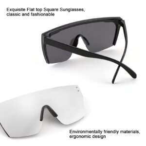 FEISEDY Mirrored Oversized Rimless Sunglasses for Women Men 2021 Flat Top Shield Wrap Square UV400 B2761